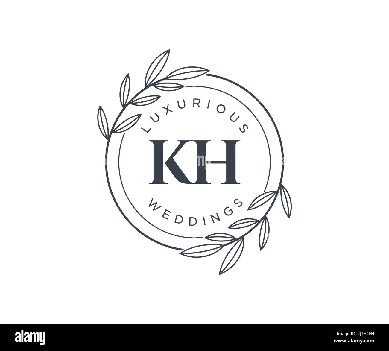 KH Initials letter Wedding monogram logos template, hand drawn modern ...
