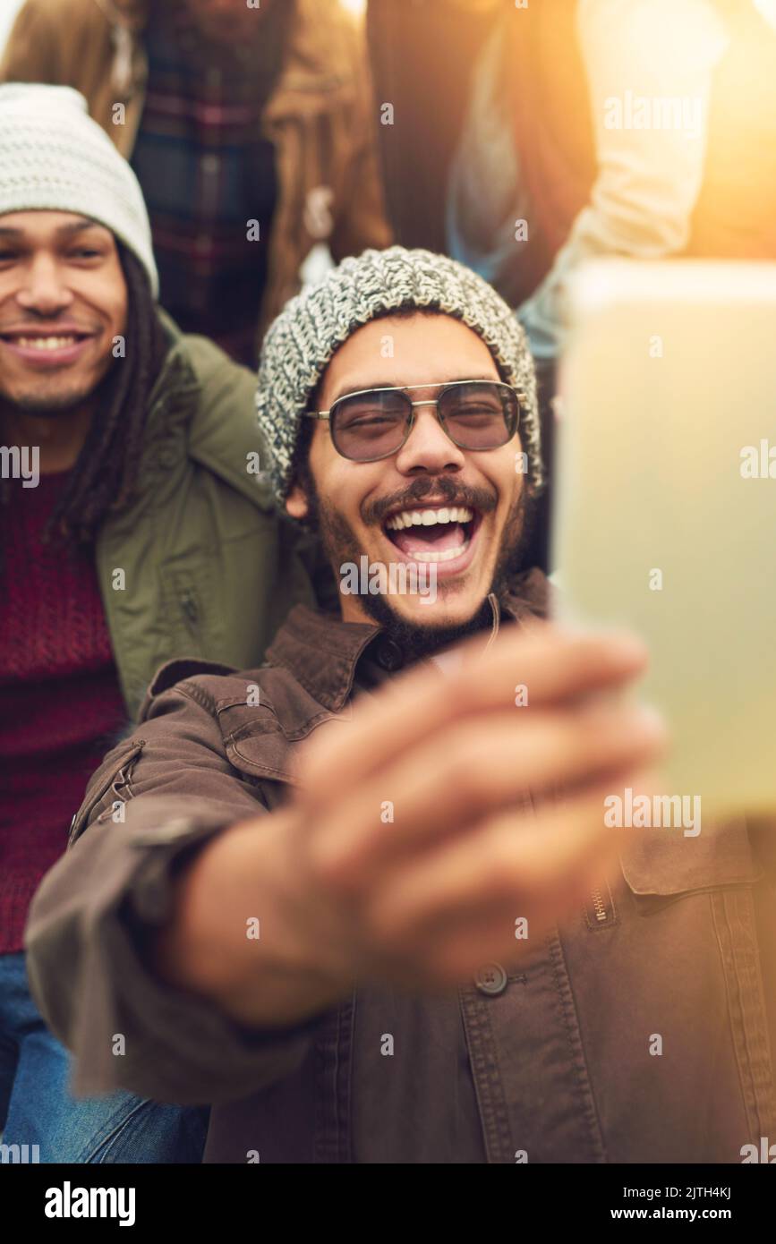 But first, let me take a selfie. a group of friends posing for a selfie ... But first, let me take a selfie. a group of friends posing for a selfie ...