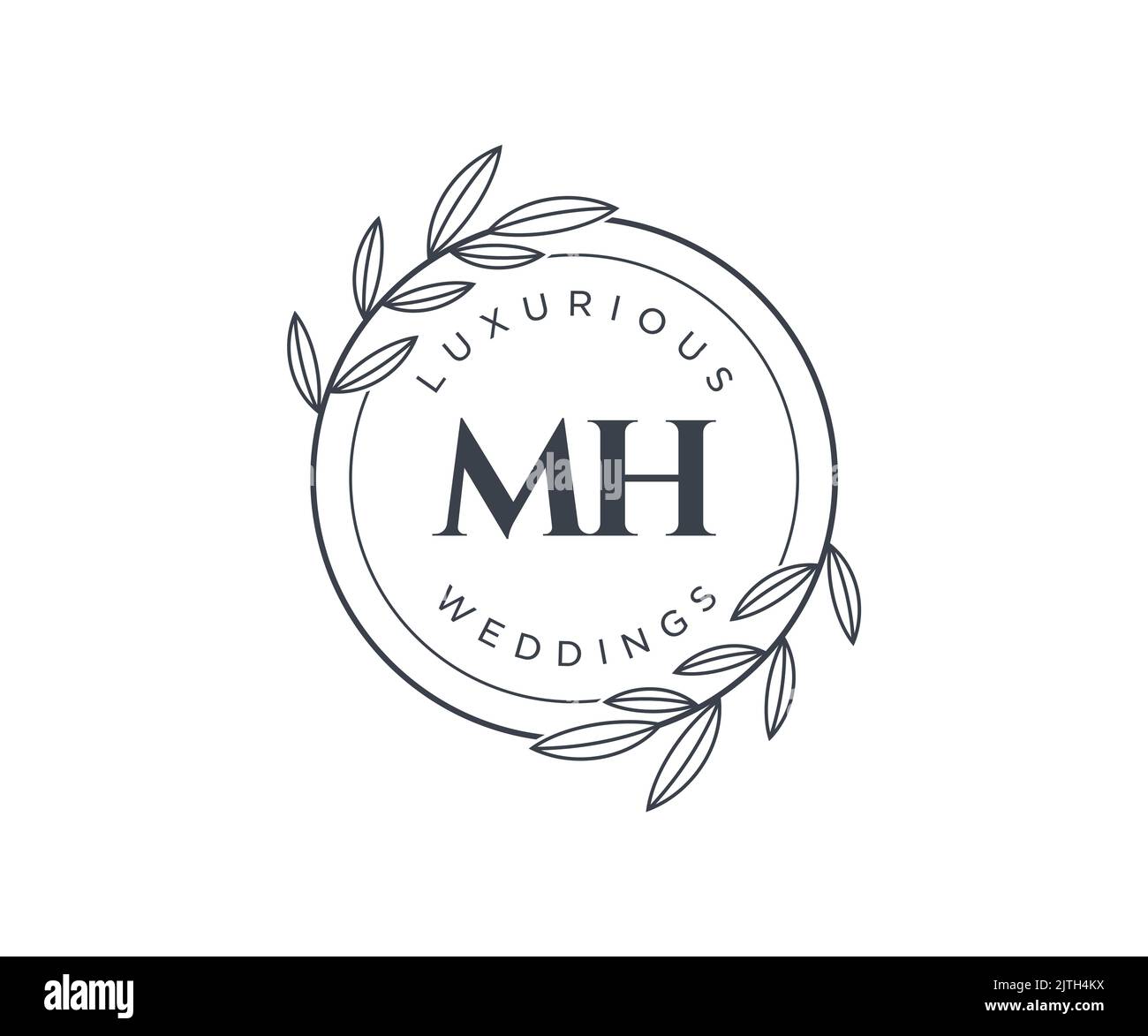 MH Initials letter Wedding monogram logos template, hand drawn modern ...