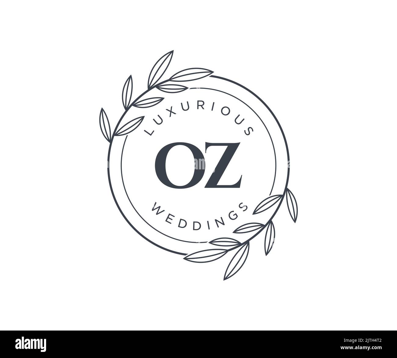 OZ Initials letter Wedding monogram logos template, hand drawn modern ...