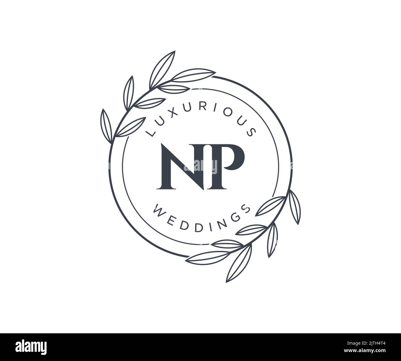 NP Initials letter Wedding monogram logos template, hand drawn modern ...