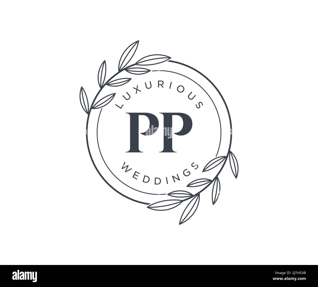 PP Initials letter Wedding monogram logos template, hand drawn modern ...