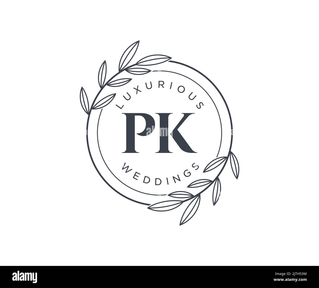 PK Initials letter Wedding monogram logos template, hand drawn modern ...