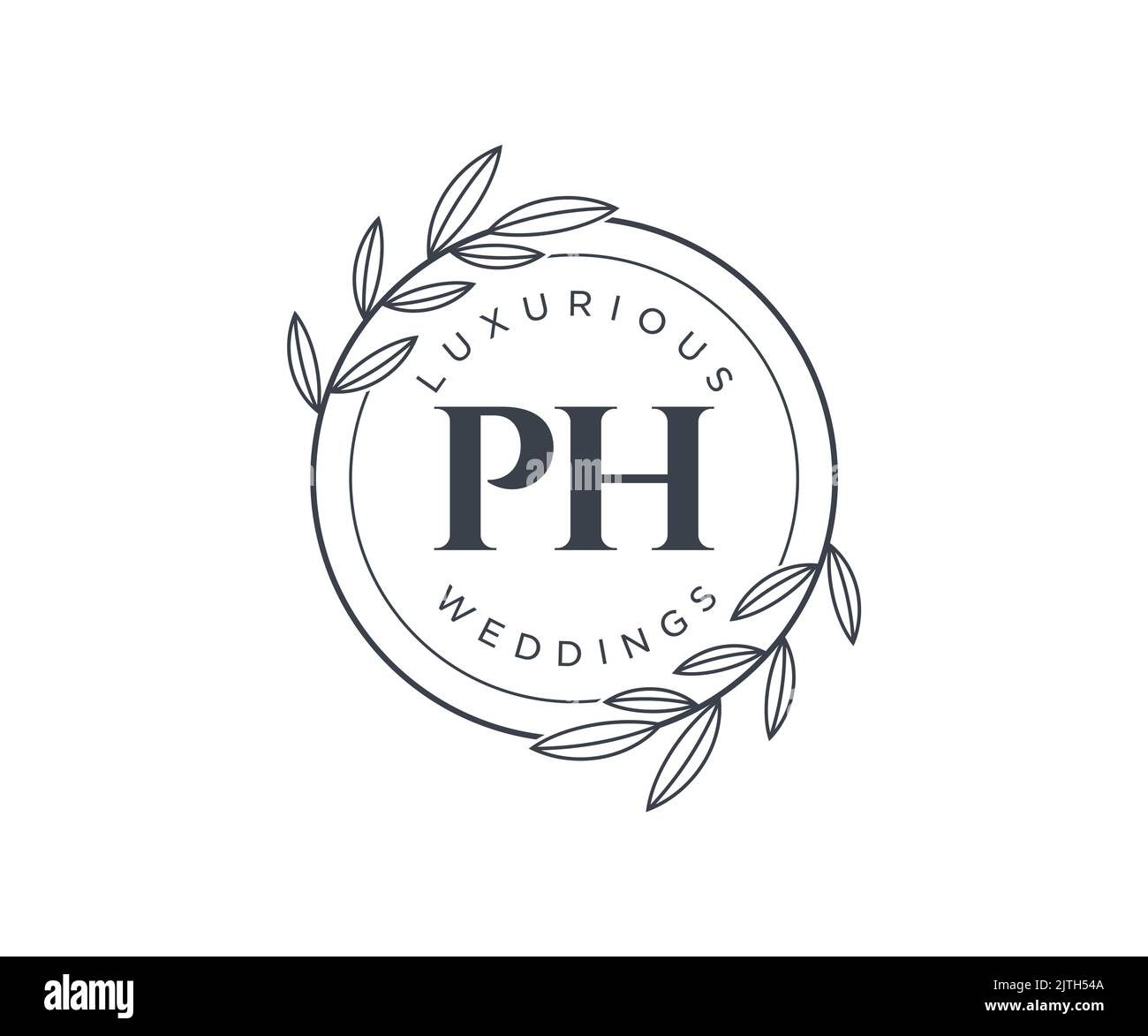PH Initials letter Wedding monogram logos template, hand drawn modern ...