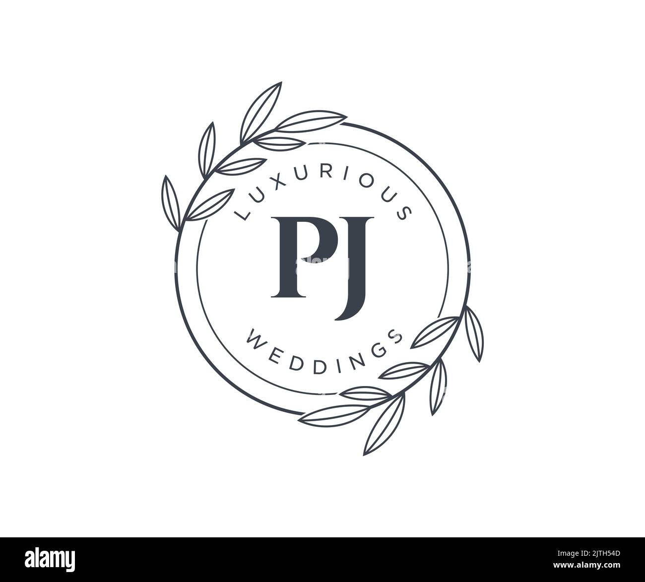 PJ Initials letter Wedding monogram logos template, hand drawn modern ...
