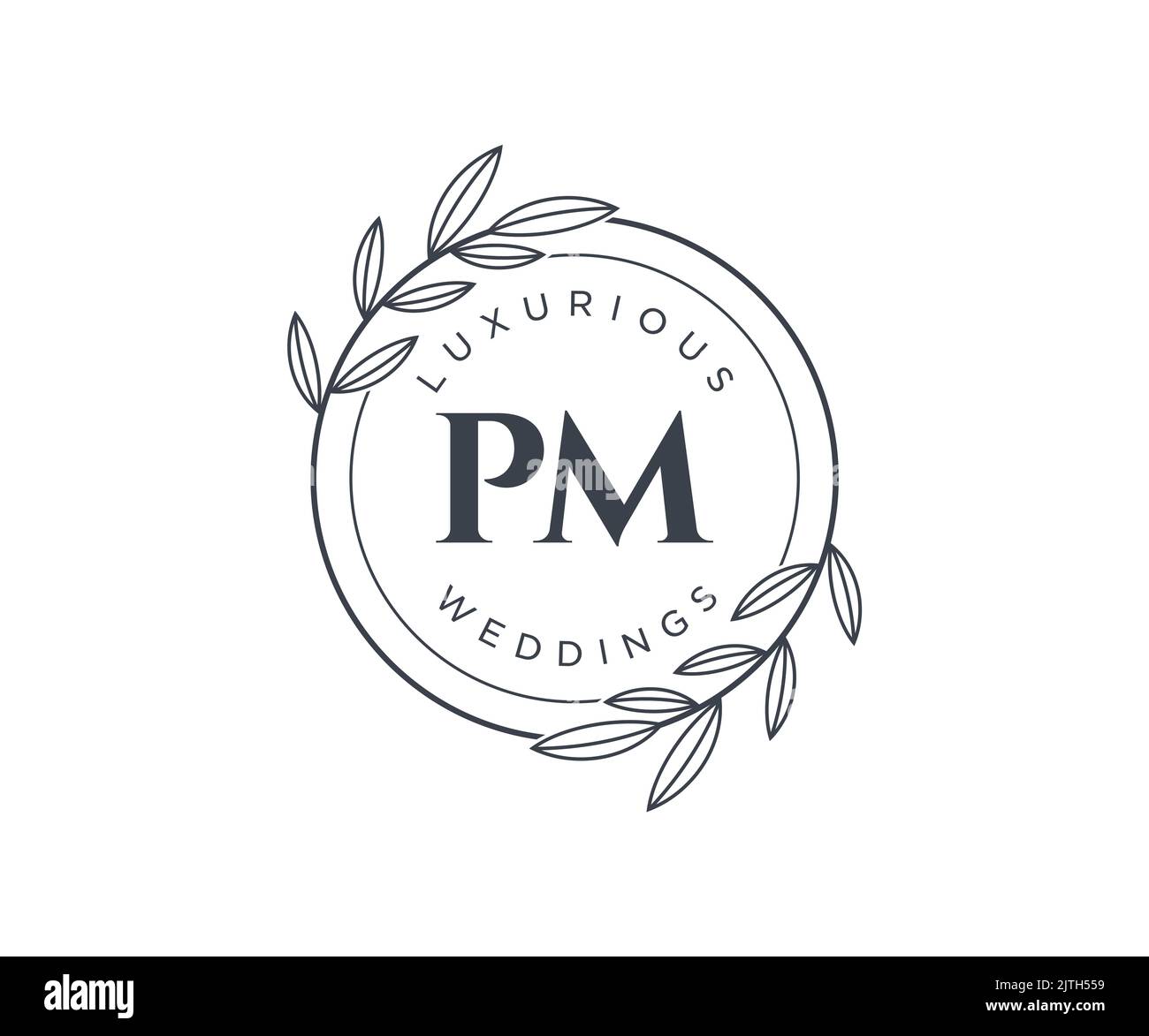 PM Initials letter Wedding monogram logos template, hand drawn modern ...