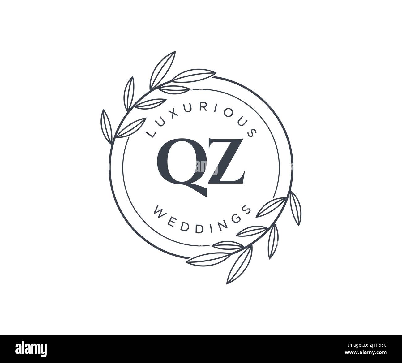 QZ Initials letter Wedding monogram logos template, hand drawn modern ...