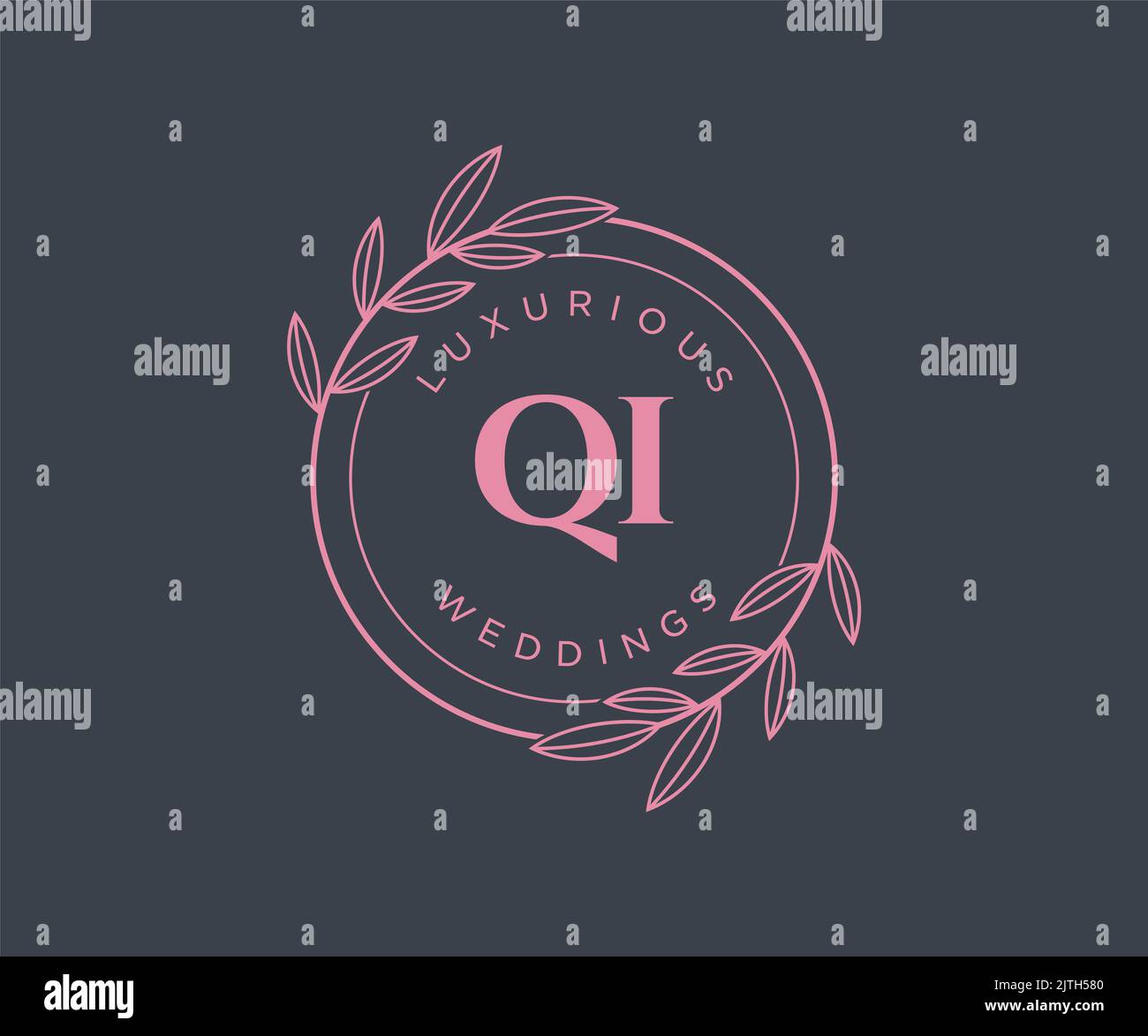 QI Initials letter Wedding monogram logos template, hand drawn modern ...
