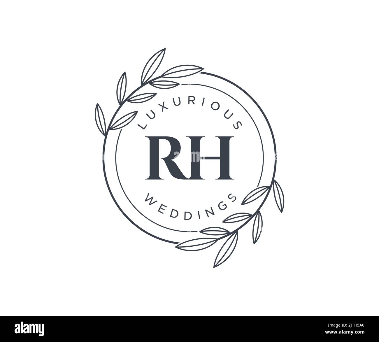 RH Initials letter Wedding monogram logos template, hand drawn modern ...