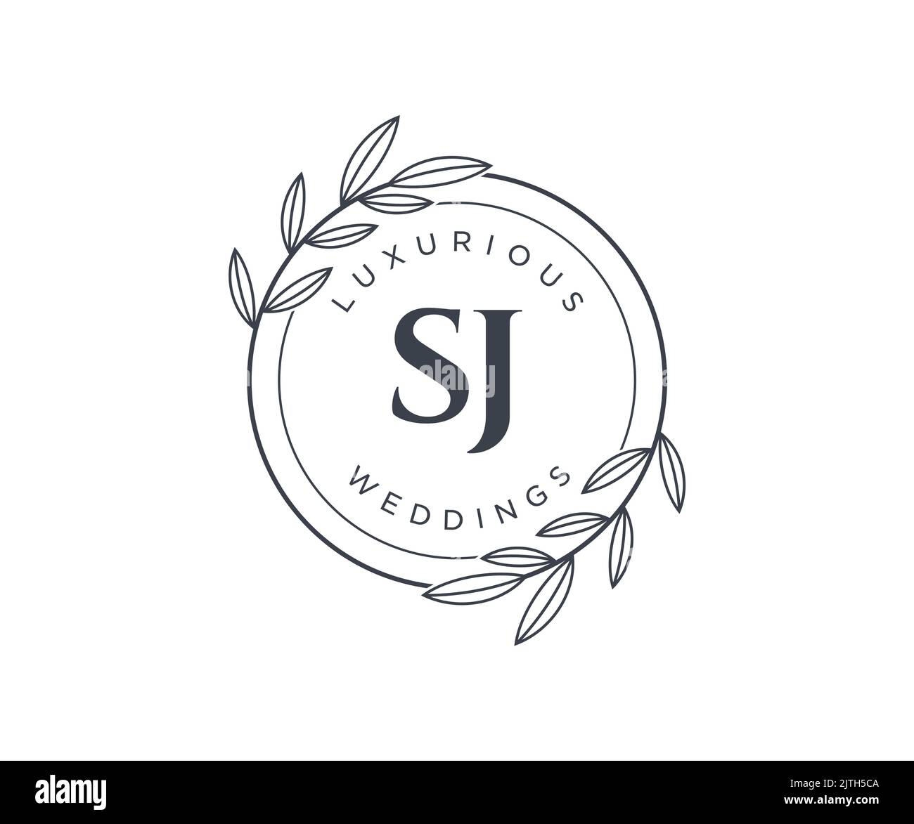 SJ Initials letter Wedding monogram logos template, hand drawn modern ...