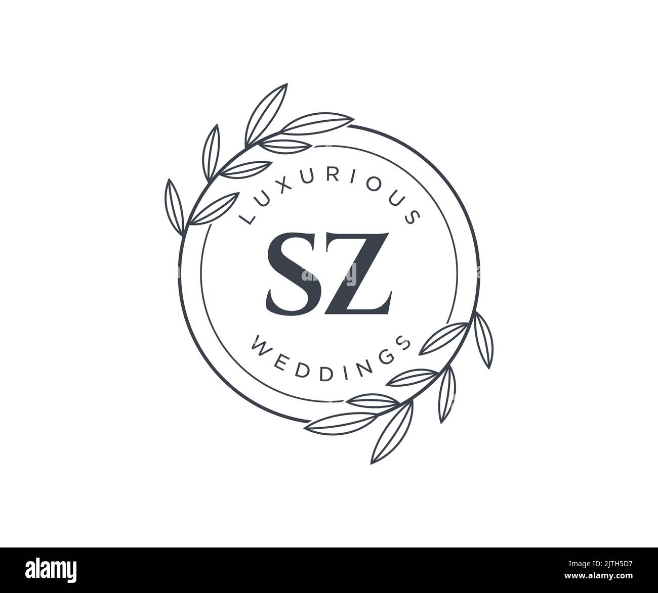 SZ Initials letter Wedding monogram logos template, hand drawn modern ...