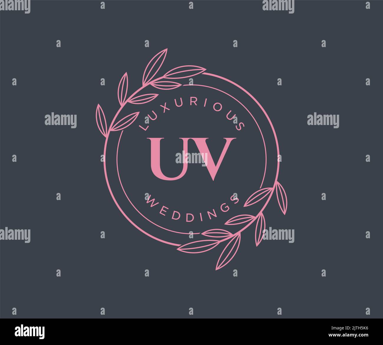 UV Initials letter Wedding monogram logos template, hand drawn modern minimalistic and floral ...