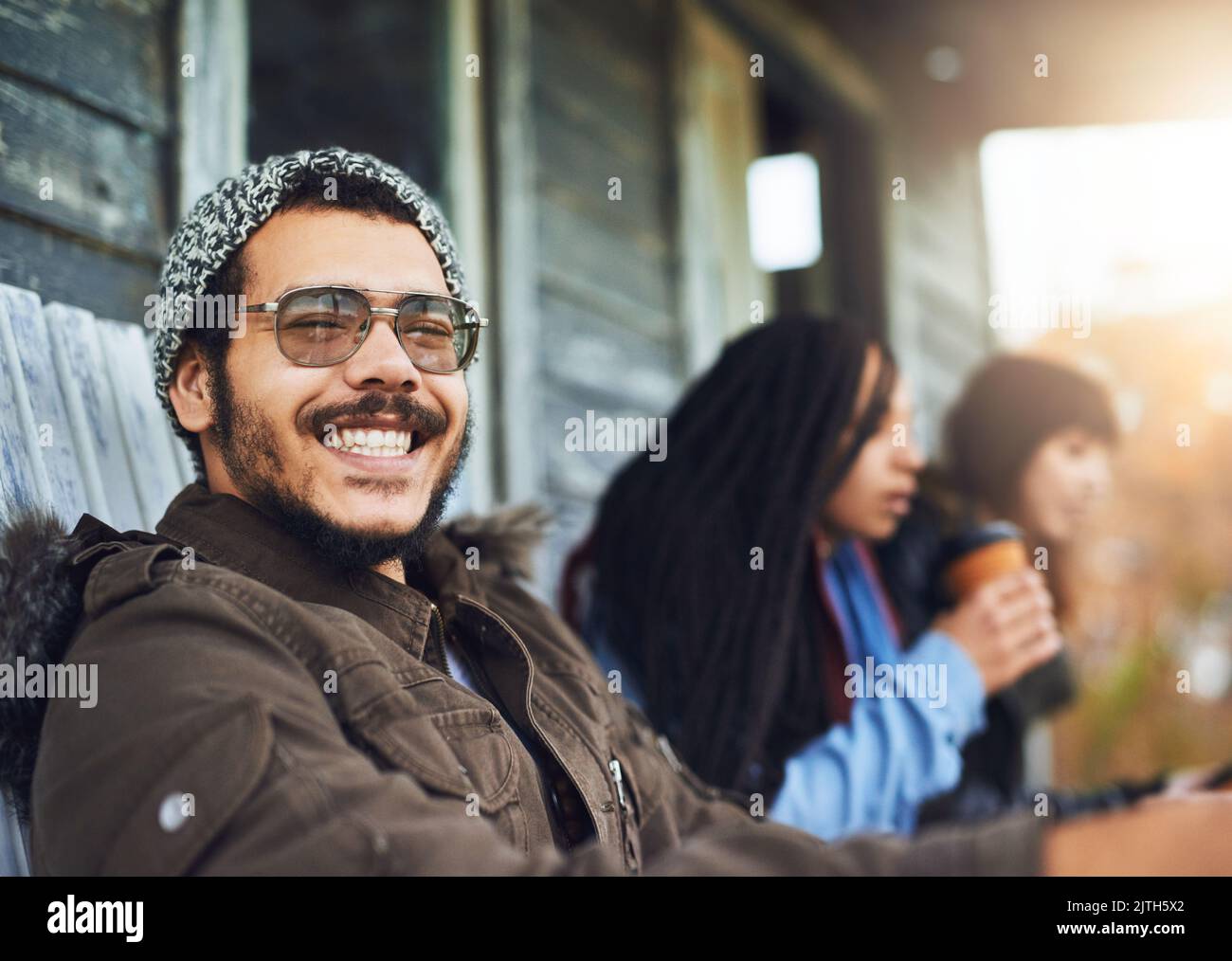 Happiness will find you where you least expect it. Portrait of a group ...