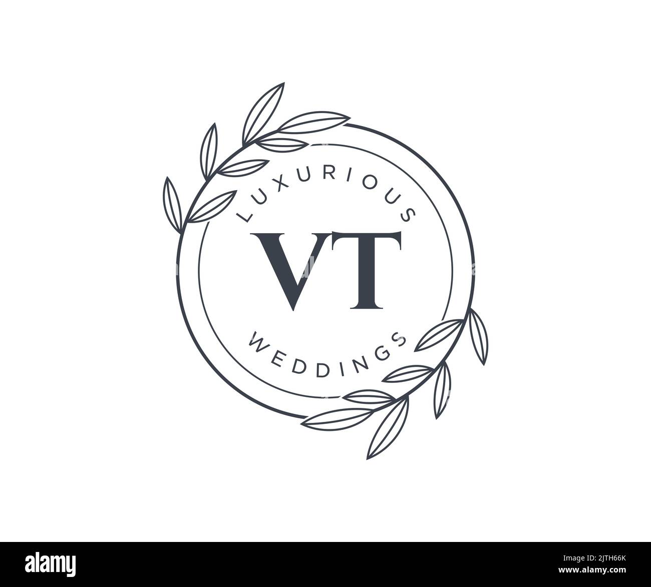 VT Initials letter Wedding monogram logos template, hand drawn modern ...