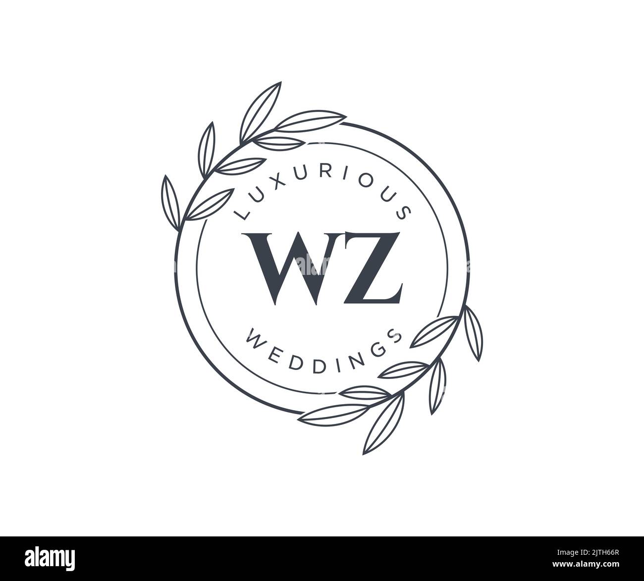 WZ Initials letter Wedding monogram logos template, hand drawn modern ...