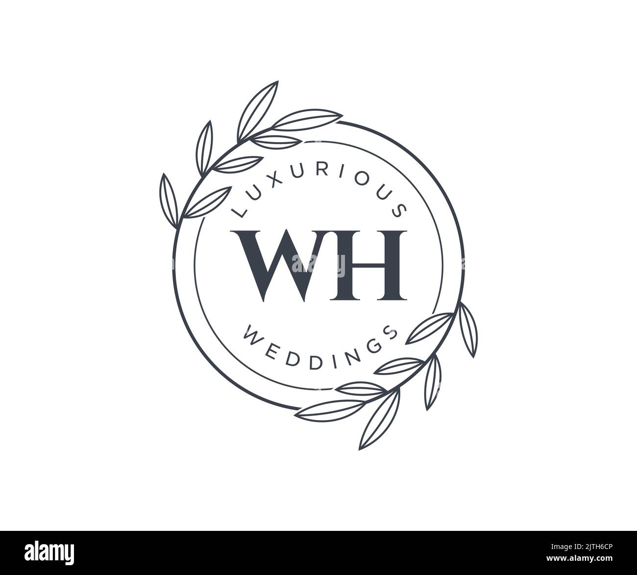 WH Initials letter Wedding monogram logos template, hand drawn modern minimalistic and floral ...