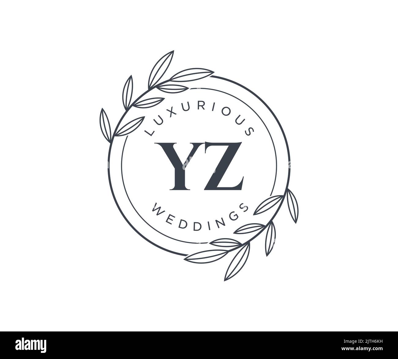 YZ Initials letter Wedding monogram logos template, hand drawn modern ...