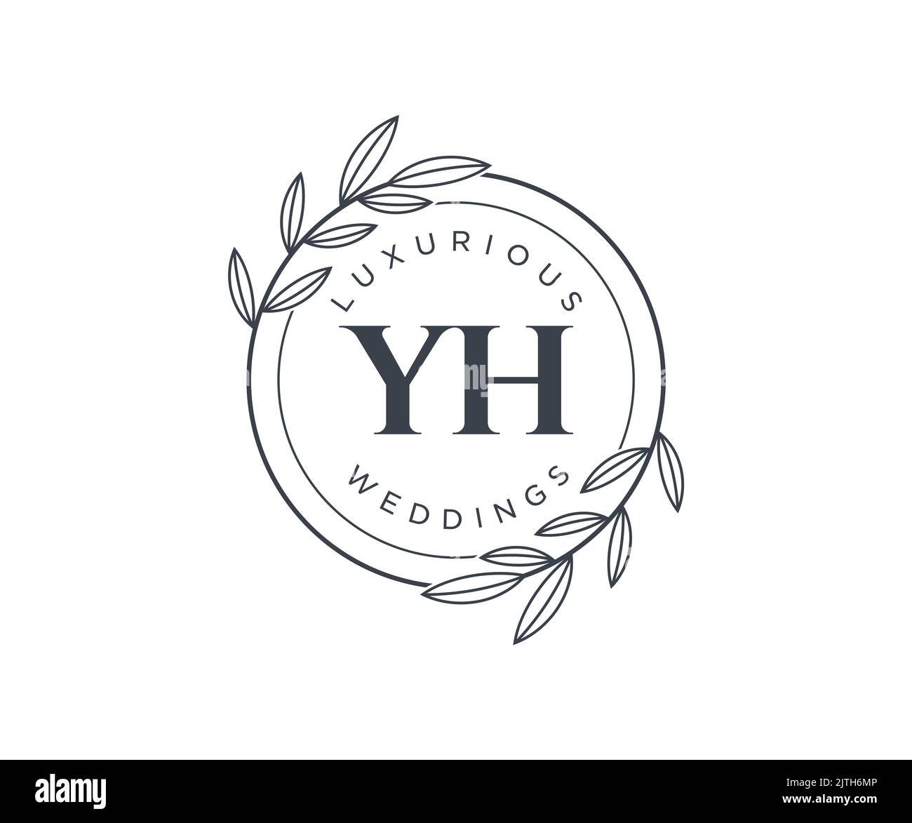 YH Initials letter Wedding monogram logos template, hand drawn modern ...