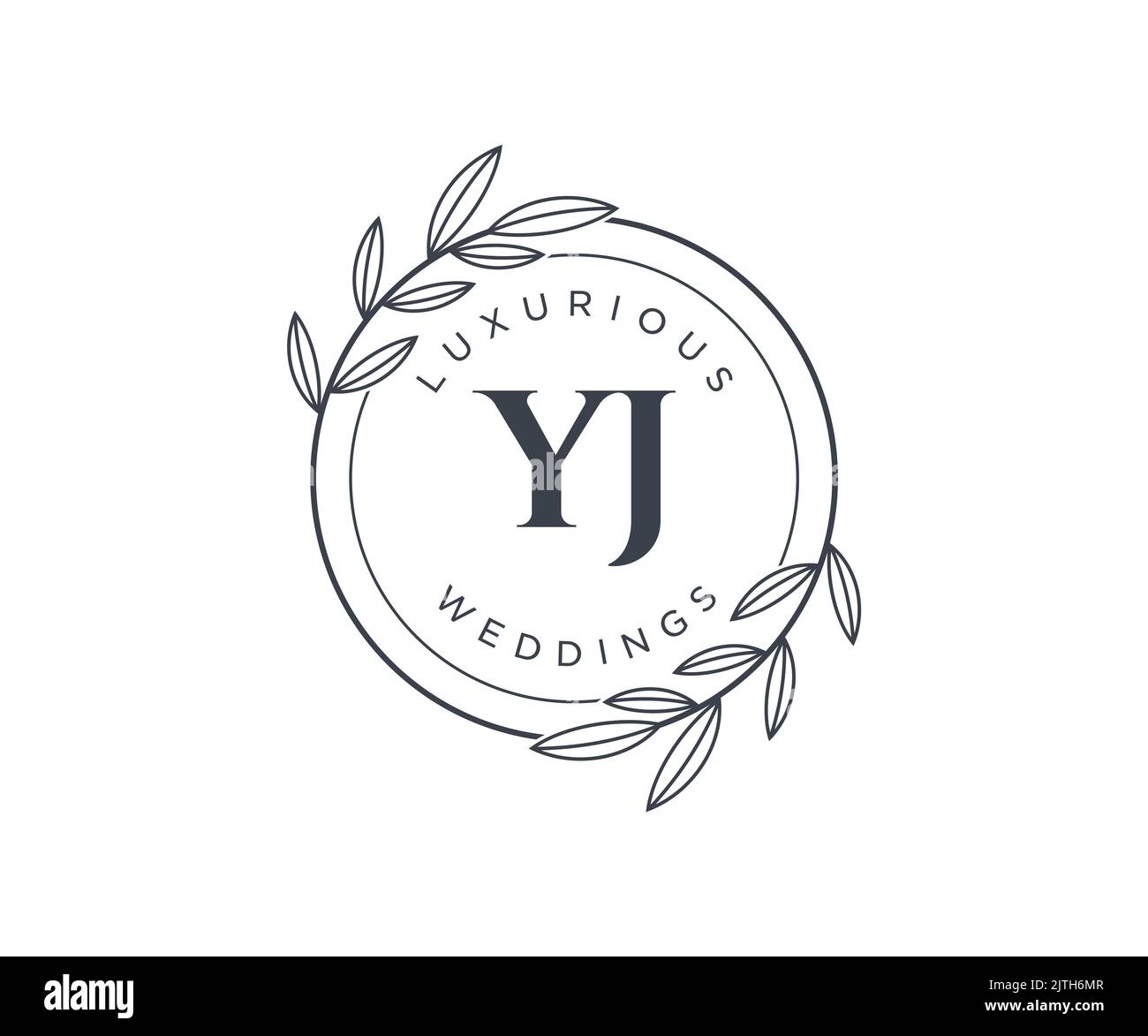 YJ Initials letter Wedding monogram logos template, hand drawn modern ...