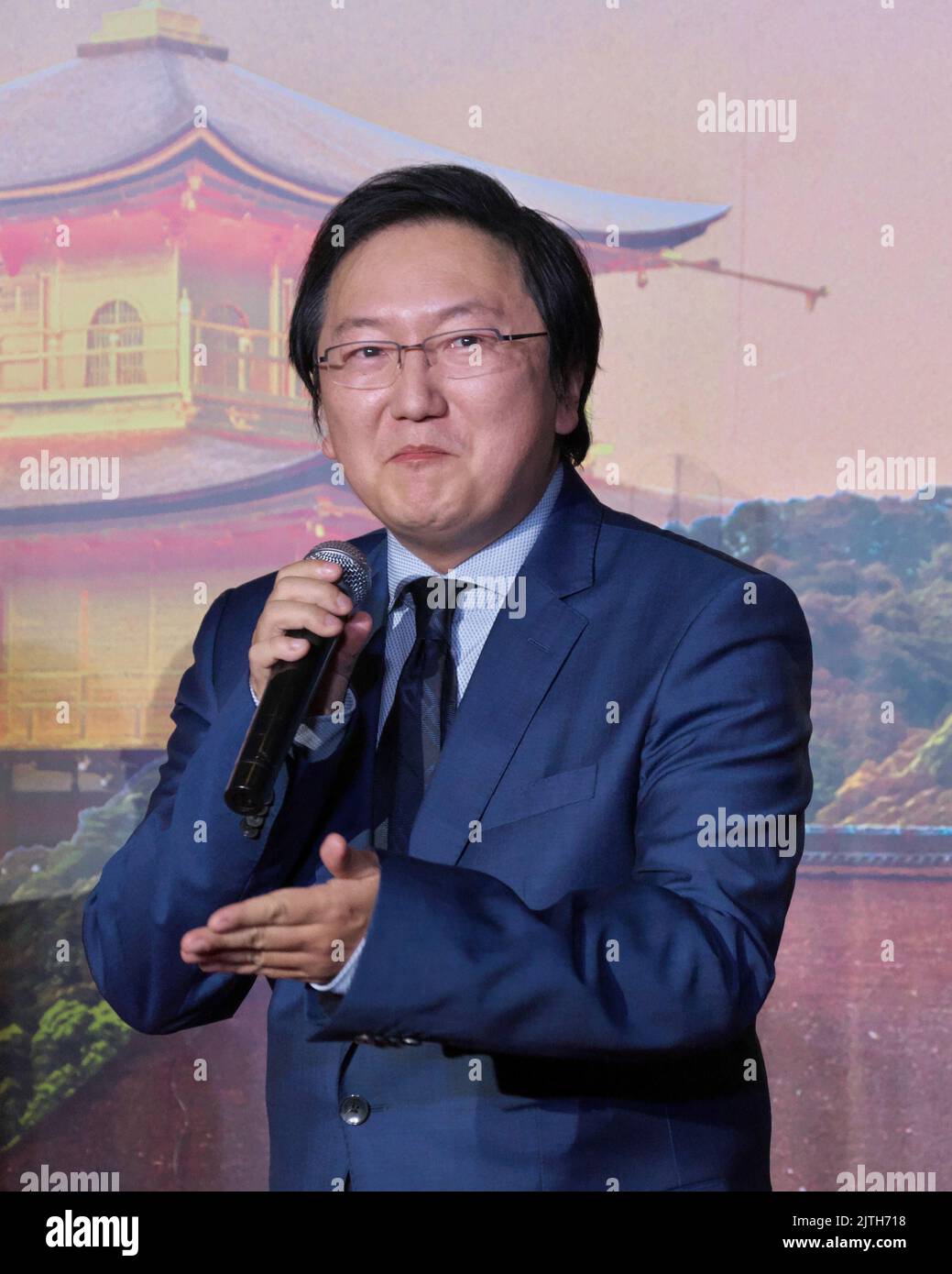 Actor Masi Oka attends the stage greeting for "Bullet Train" in Kyoto ...