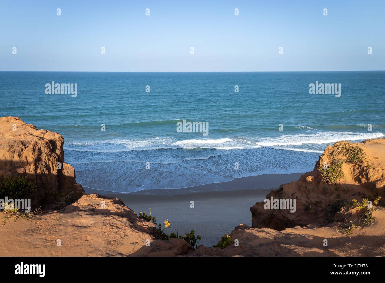 Beautiful view of Madeiro beach in Pipa. Cliffs on the sea shore Stock ...