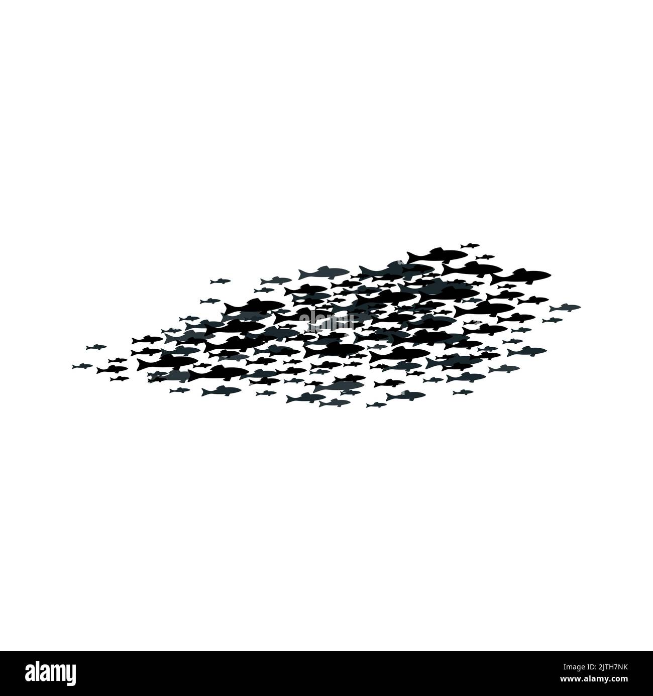 Group sea shoal small fish silhouette shoaling, swimming and schooling ...