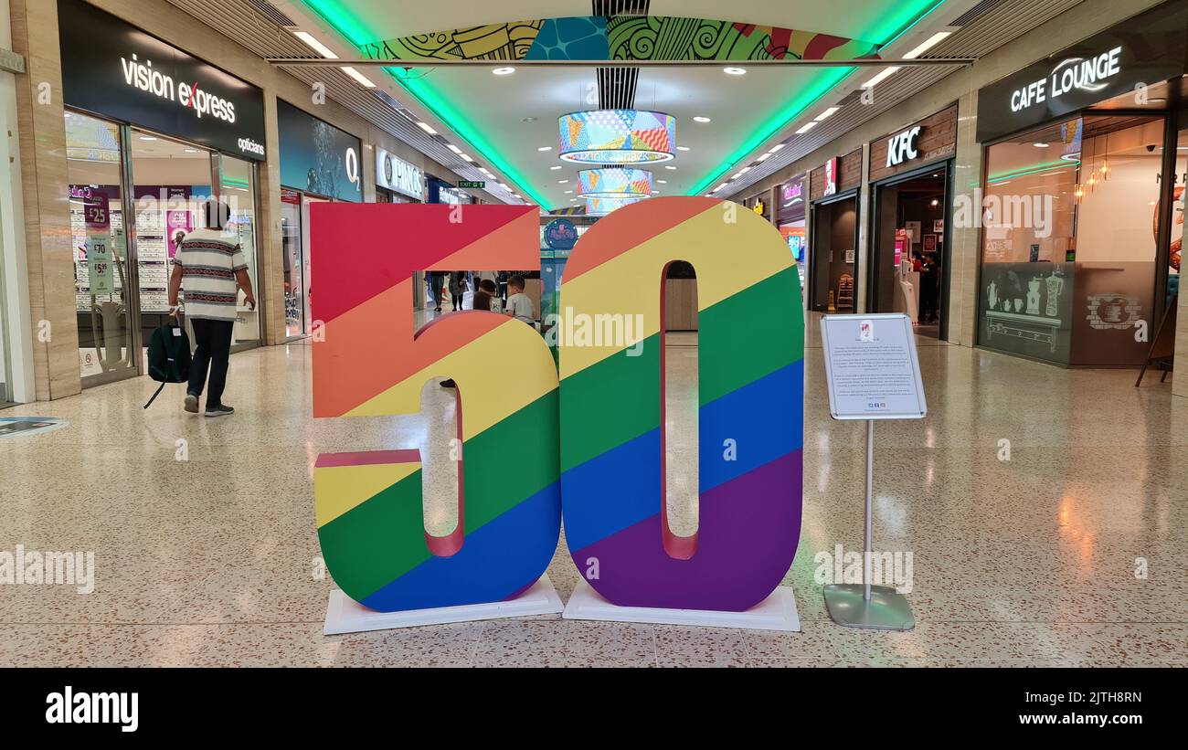 The Shopping Mall of Luton Town Centre of England. People are walking ...