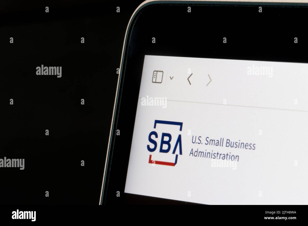 Homepage of the U.S. Small Business Administration (SBA) is seen on a laptop computer Stock ...