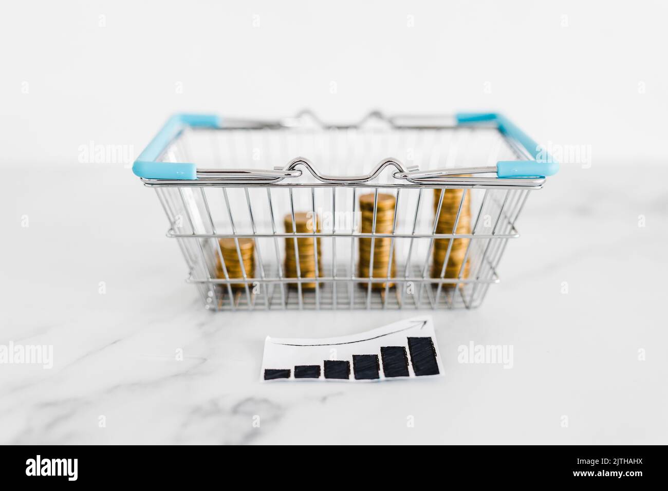 prices going up and rising inflation concept with graph in front of ...