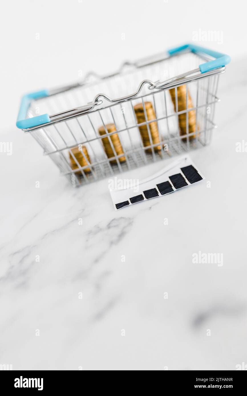 prices going up and rising inflation concept with graph in front of ...