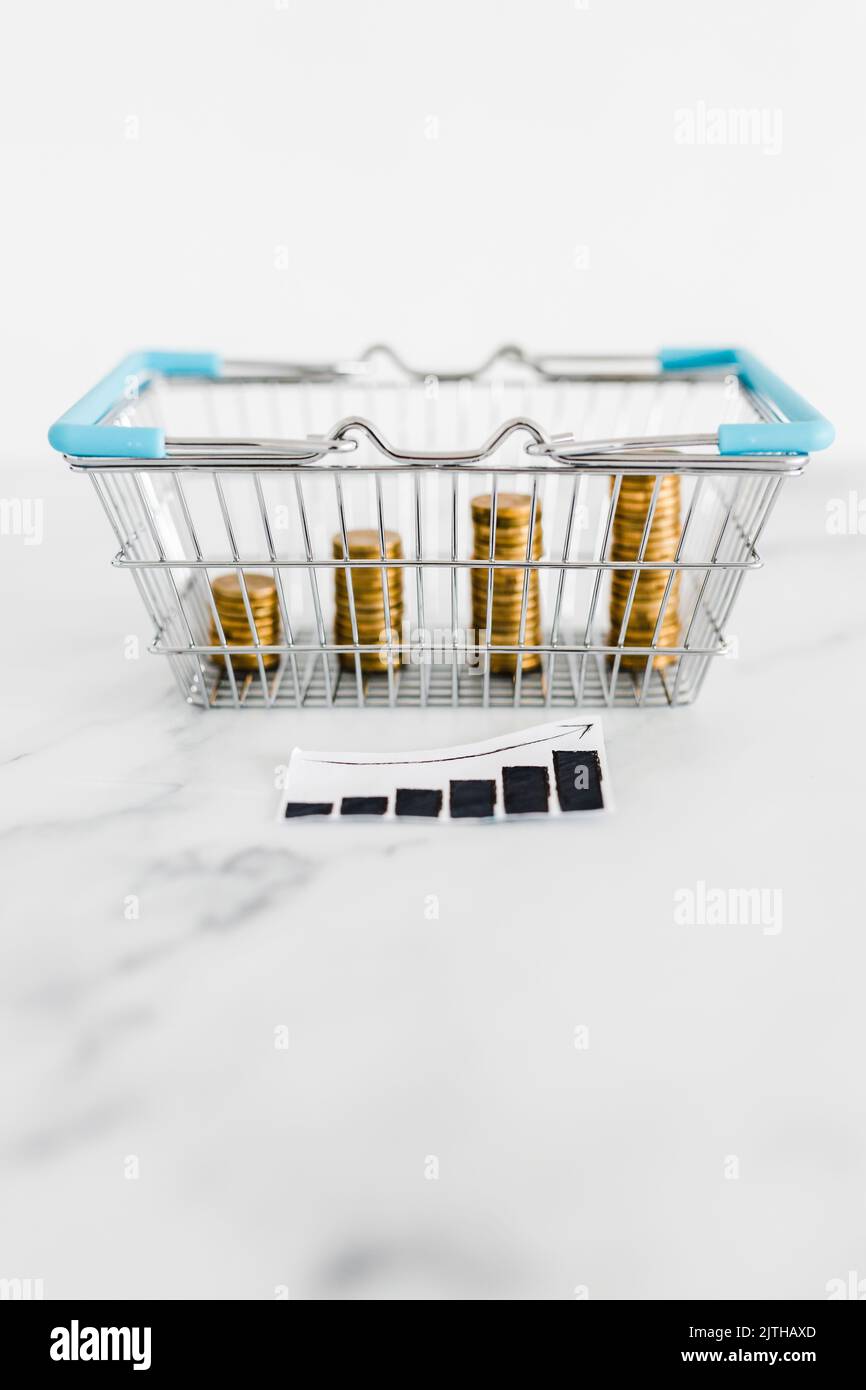 prices going up and rising inflation concept with graph in front of ...