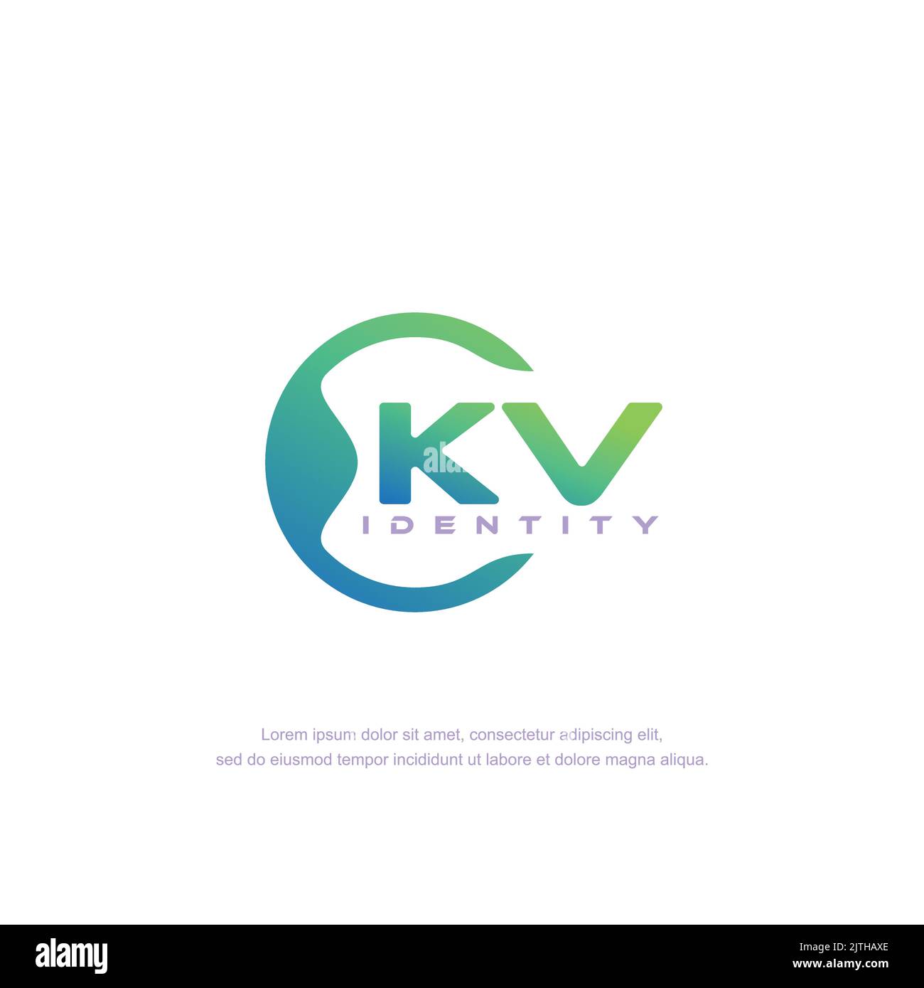 KV Initial letter circular line logo template vector with gradient ...