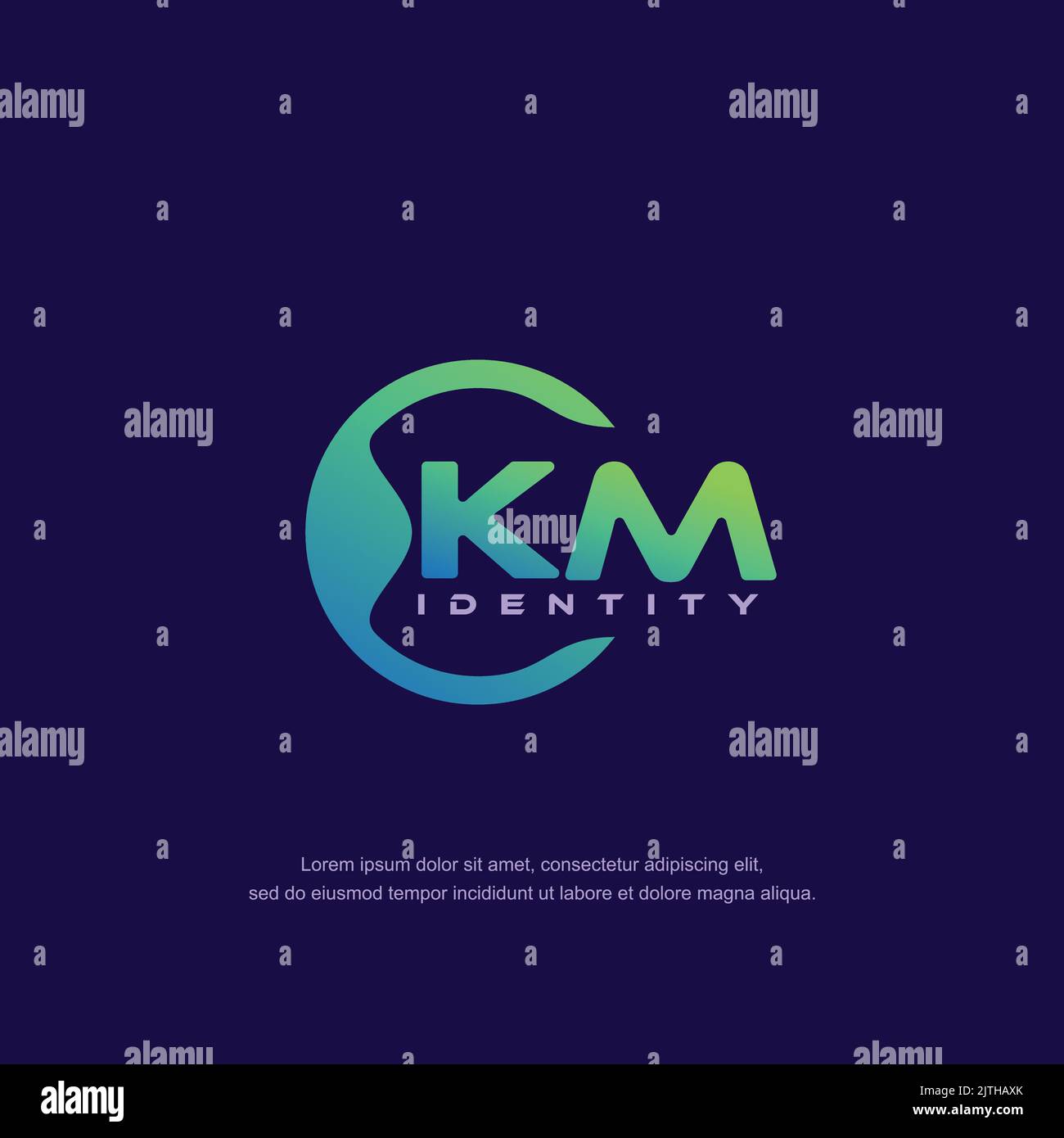KM Initial letter circular line logo template vector with gradient ...