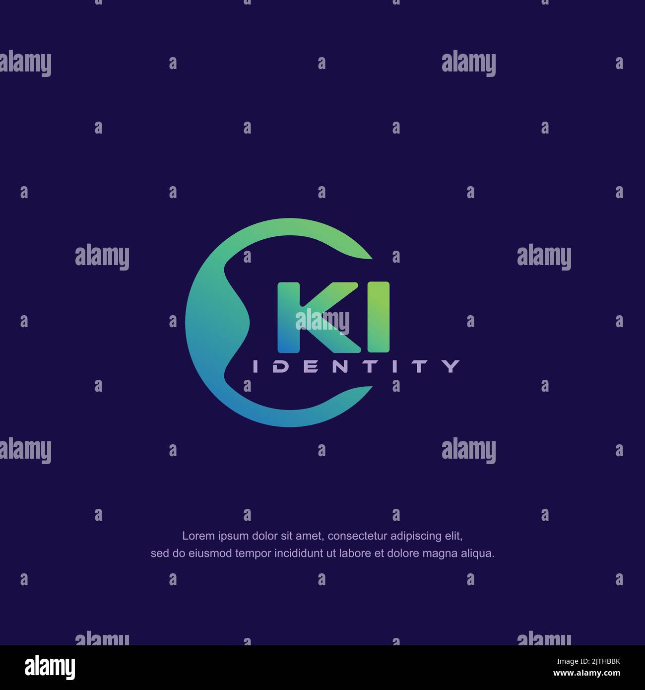 KI Initial letter circular line logo template vector with gradient ...
