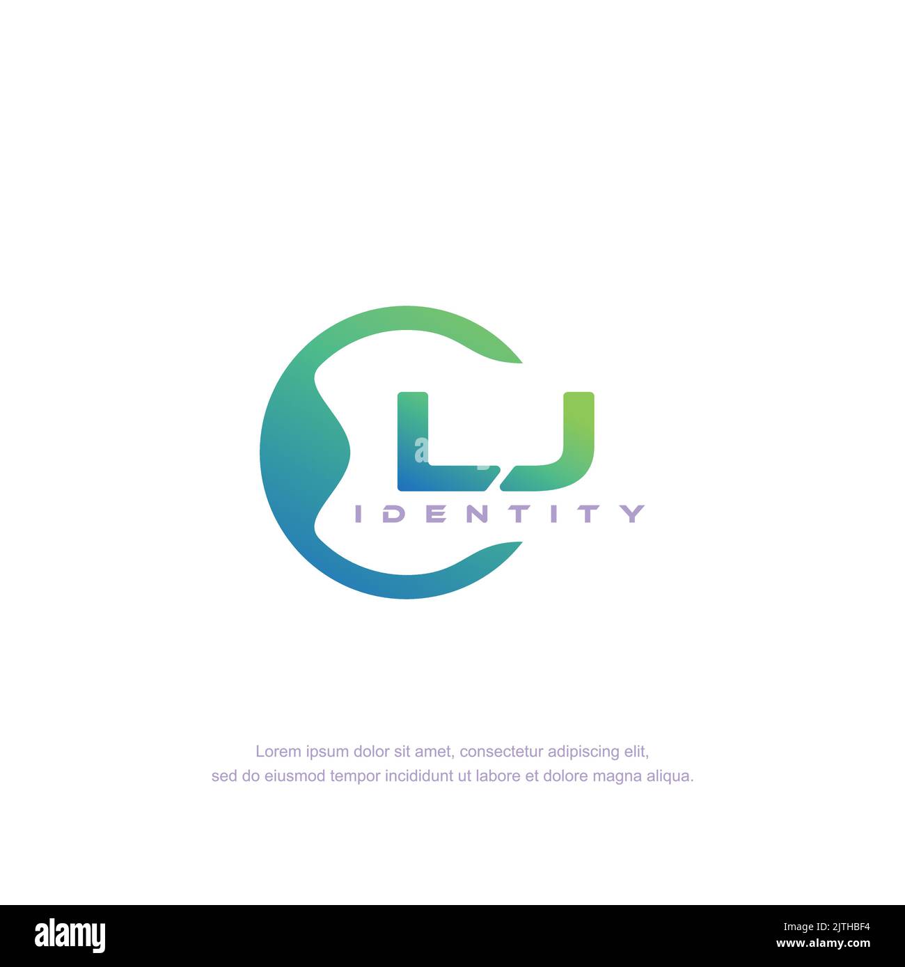 LJ Initial letter circular line logo template vector with gradient ...