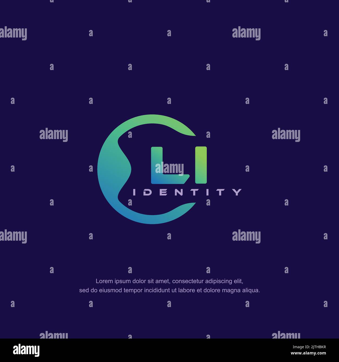 LI Initial letter circular line logo template vector with gradient ...