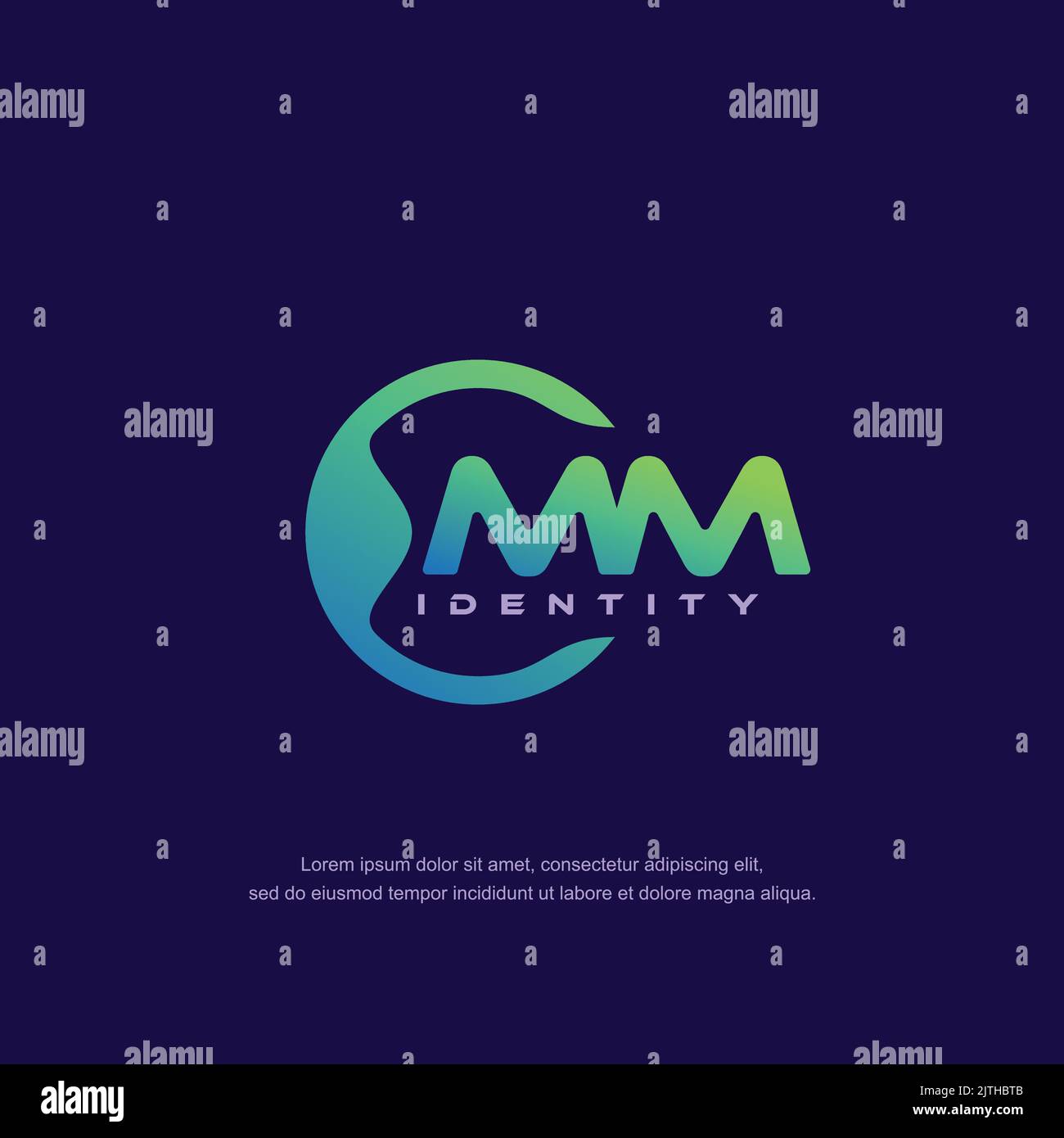 MM Initial letter circular line logo template vector with gradient ...