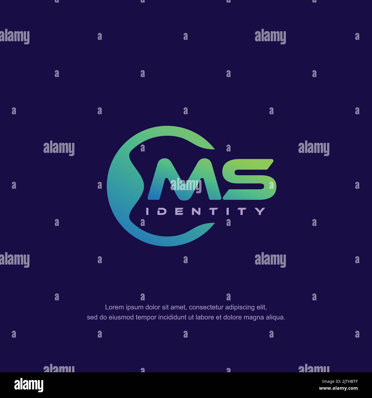 MS Initial letter circular line logo template vector with gradient ...