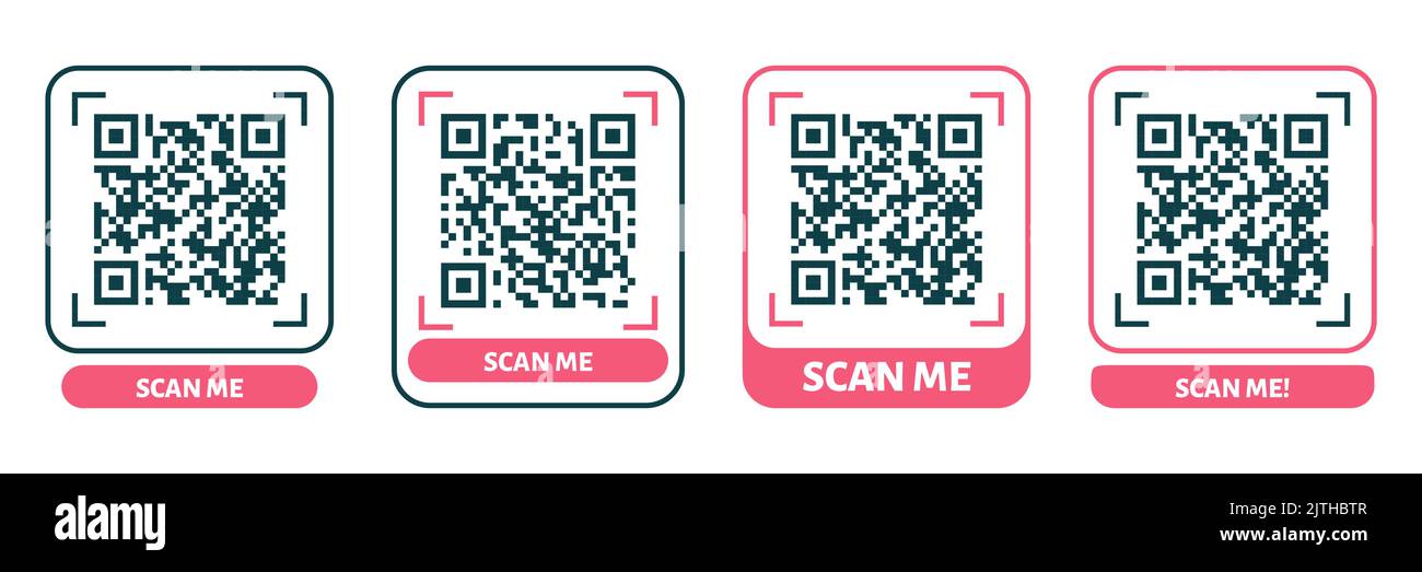 Scan me QR code design. QR code for payment, text transfer with scan me button. Vector ...
