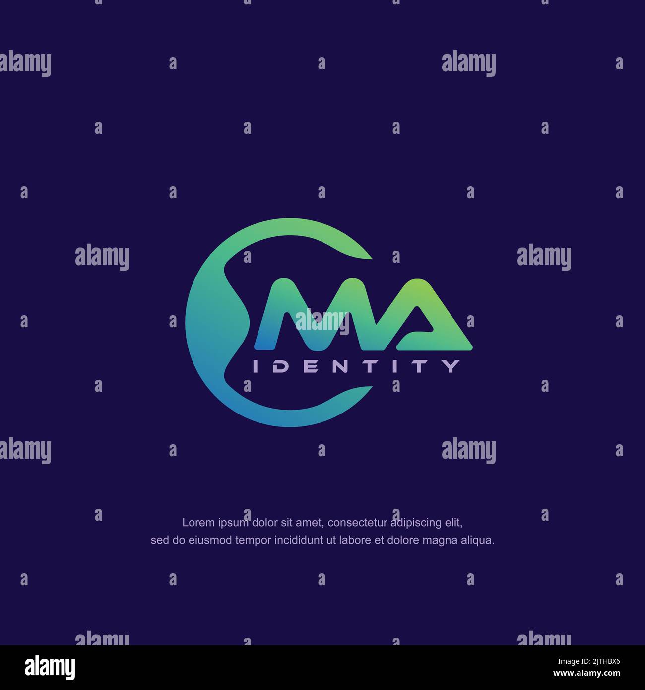 MA Initial letter circular line logo template vector with gradient ...