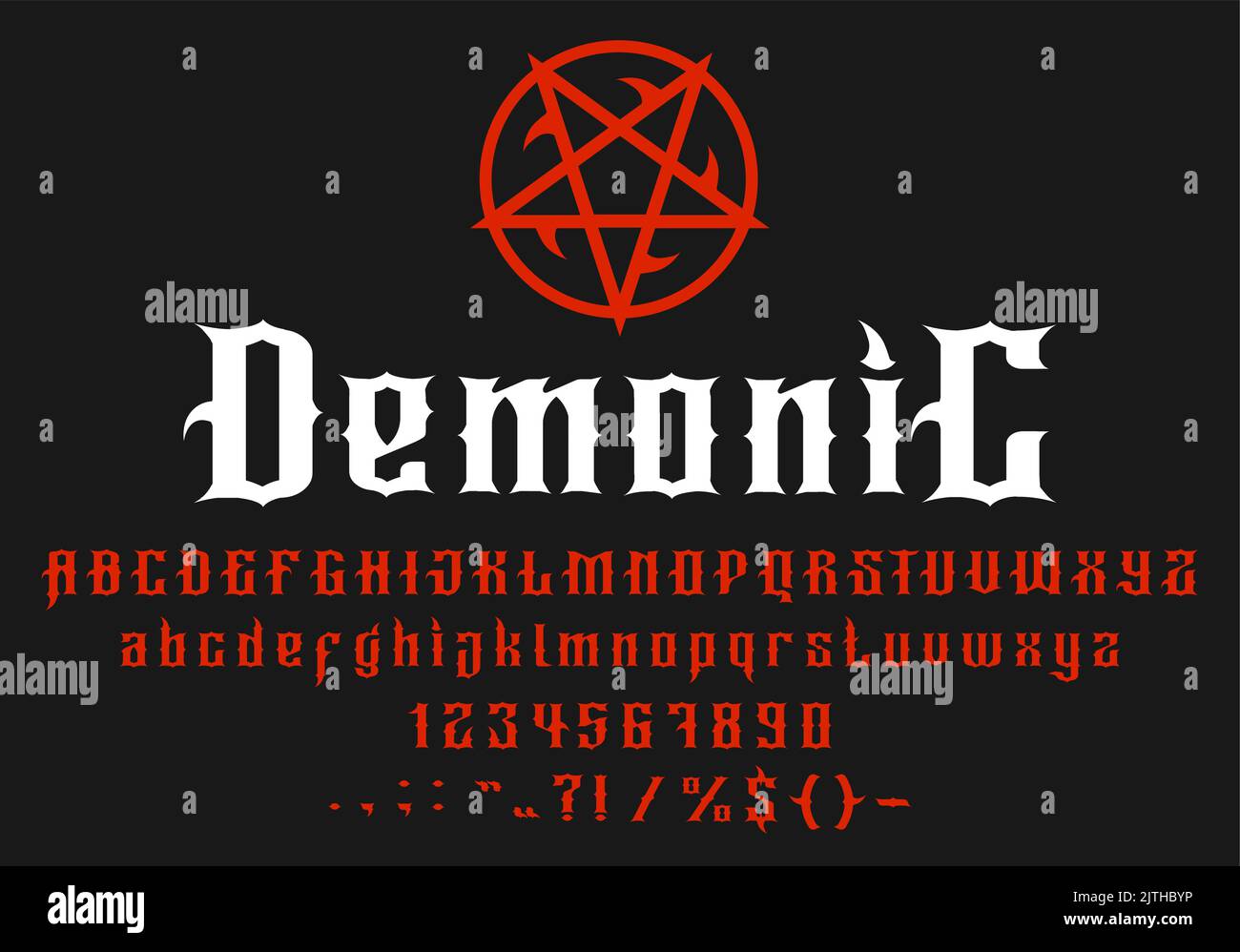 Devil font alphabet, horror goth typography and demon evil typeface ...