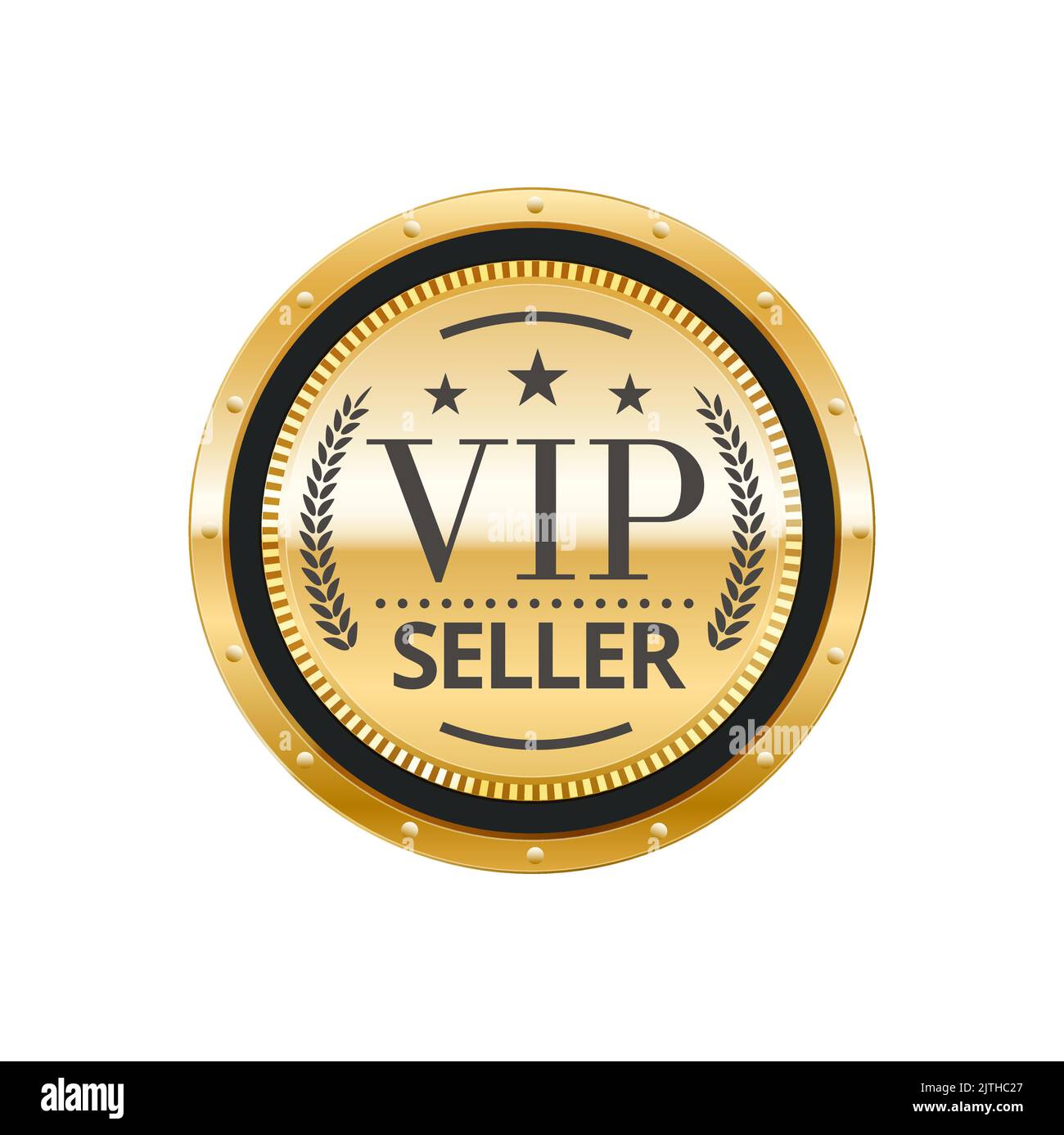 VIP seller round golden badge or label. Luxury product gold sticker or ...