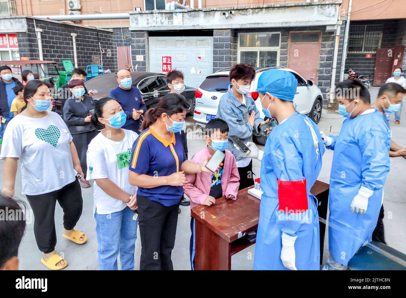 ANYANG, CHINA - AUGUST 31, 2022 - Residents line up for nucleic acid ...
