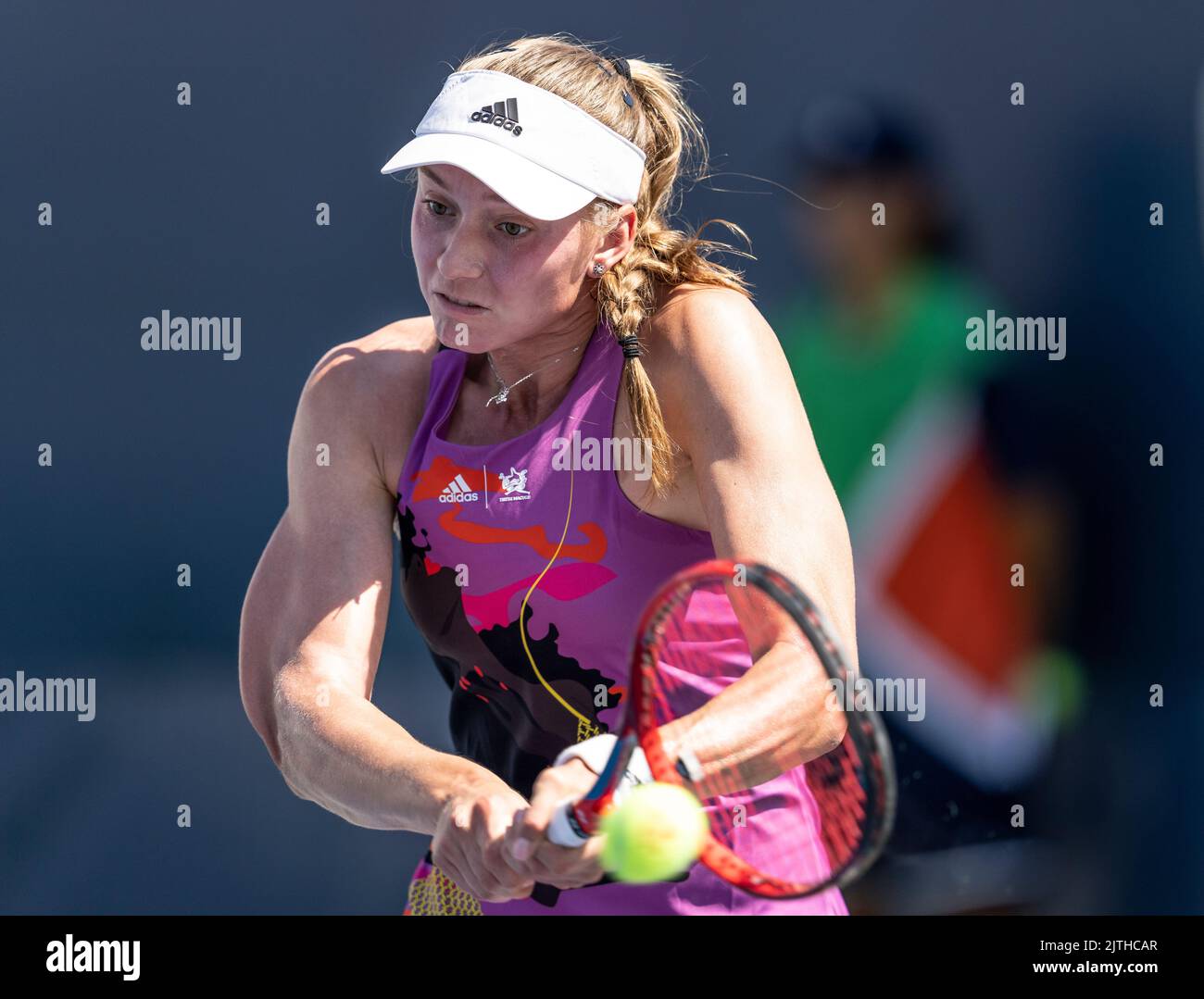 New York, NY - August 30, 2022: Elena Rybakina of Kazakhstan returns ...