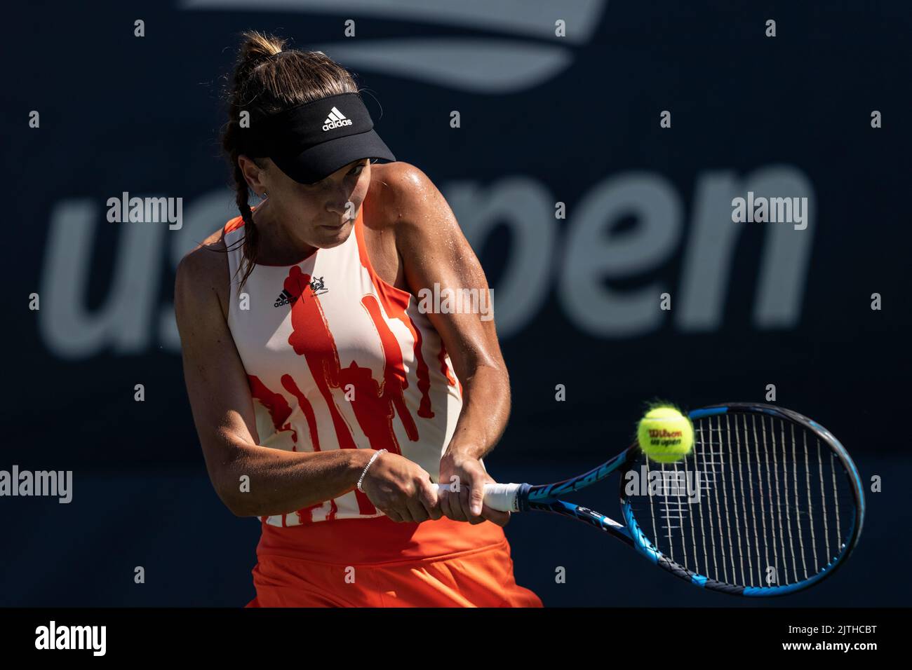 New York, NY - August 30, 2022: Clara Burel of France returns ball ...