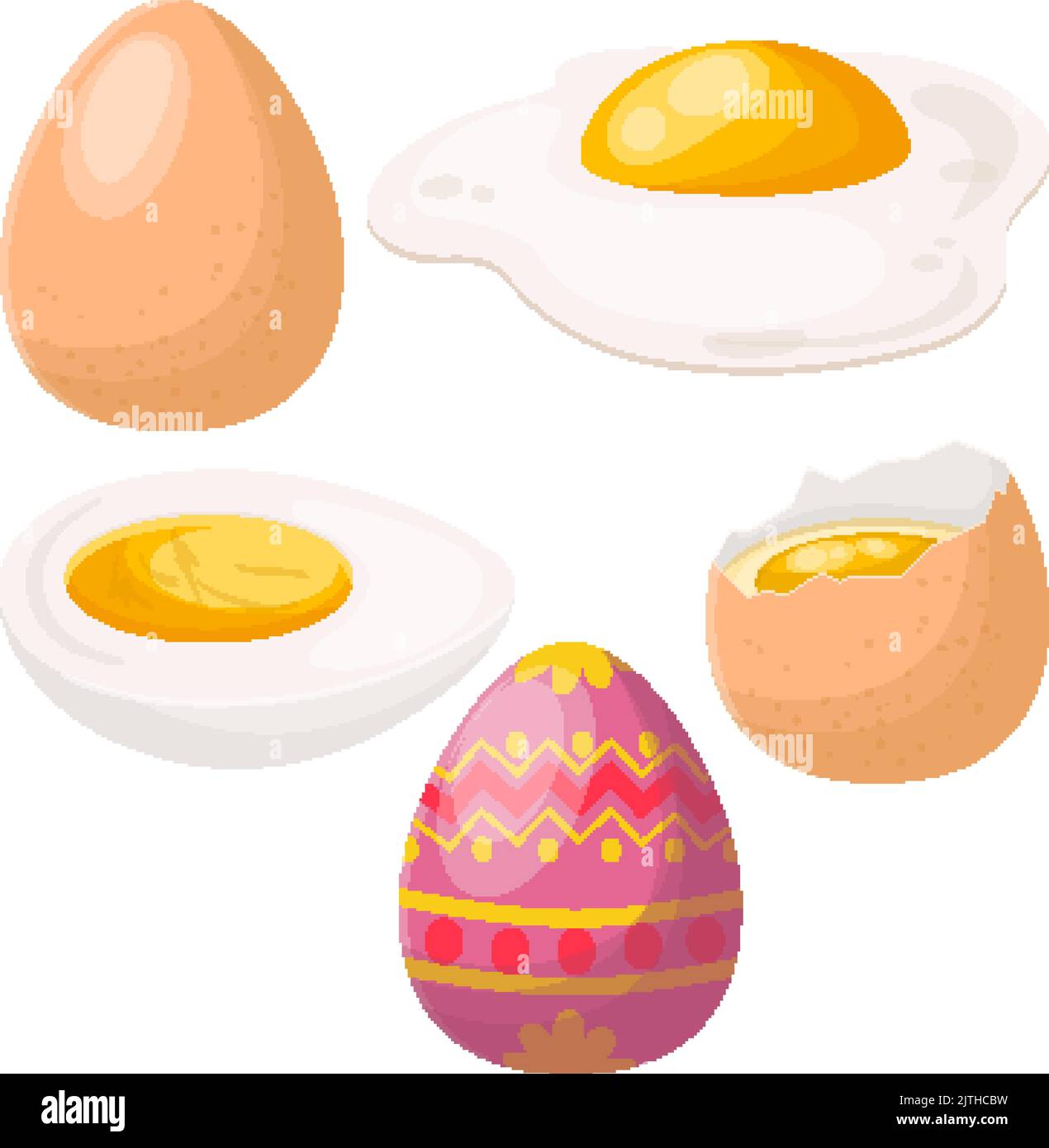 egg food chicken set cartoon vector illustration Stock Vector Image ...