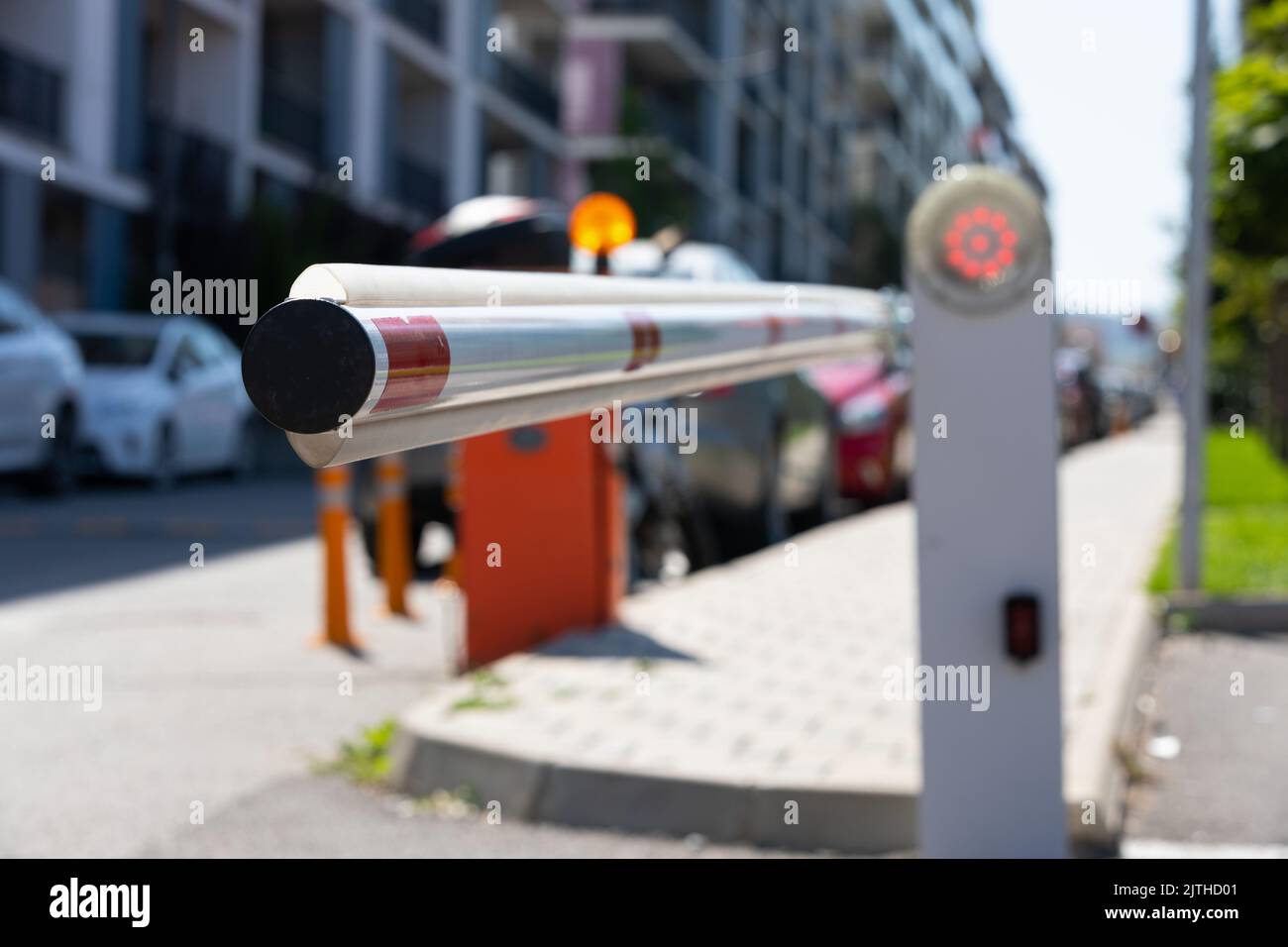 Picture of a modern parking lot barrier Stock Photo - Alamy