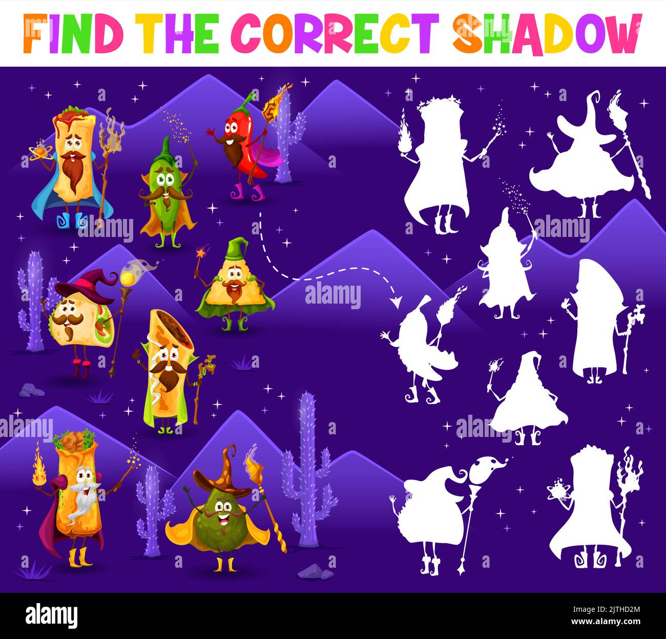 Find the correct shadow of cartoon tex mex mexican food wizard ...