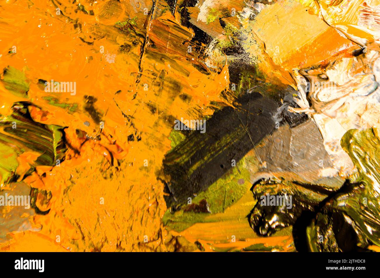 Фabstract autumn background. Smeared orange paint on canvas. Abstract ...