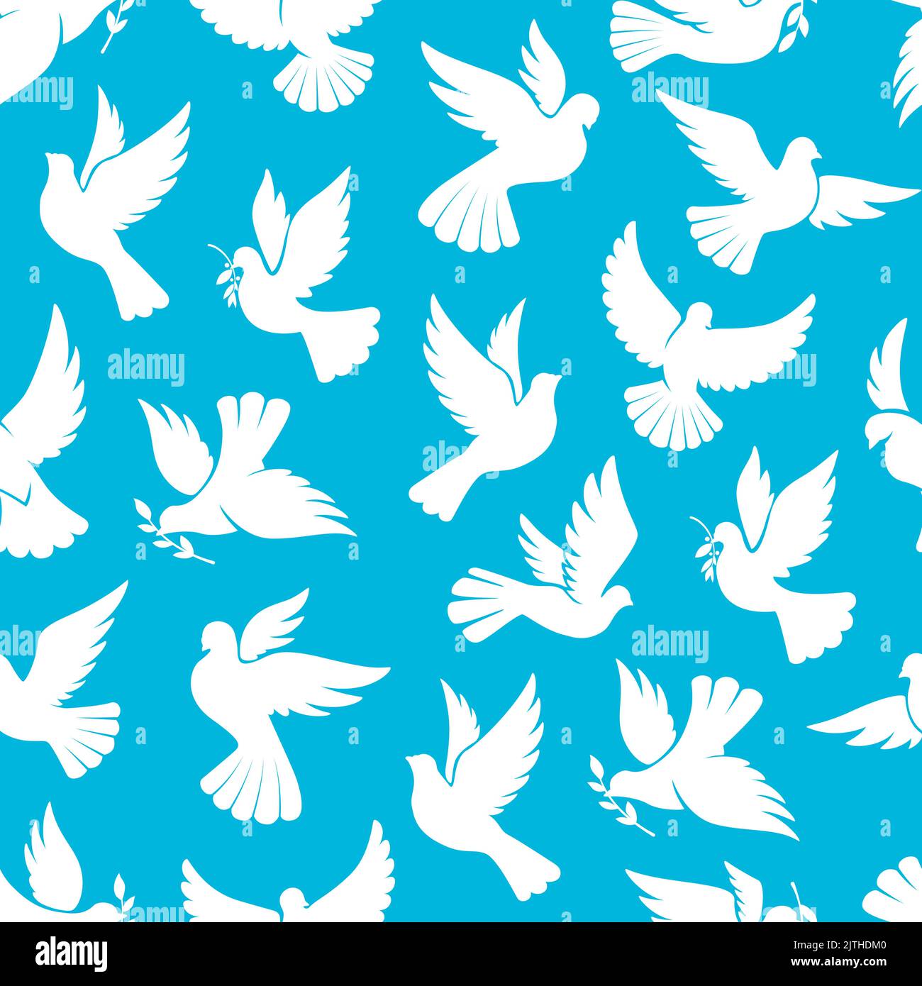Wedding and Christmas doves seamless pattern background, vector pigeon ...